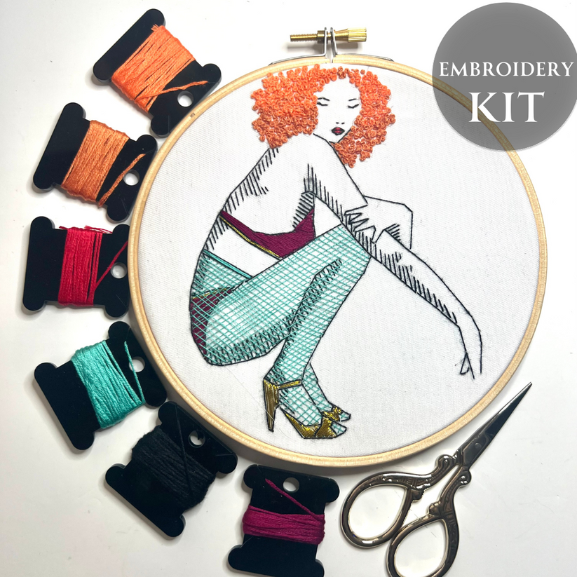 Embroidery Kit - Angela / Beginners Embroidery Kit – Sip & Sew